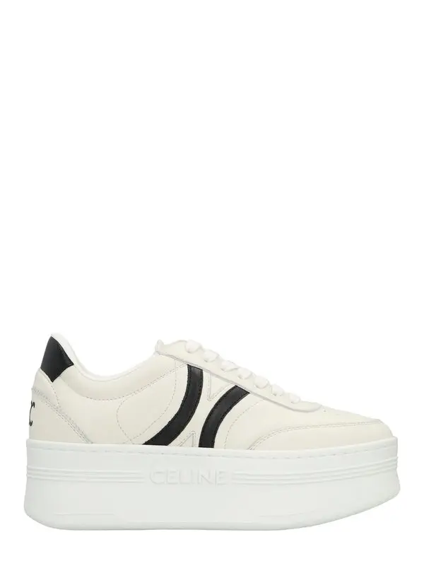 Celine Calfskin Block Sneakers With Wedge Outsole - White