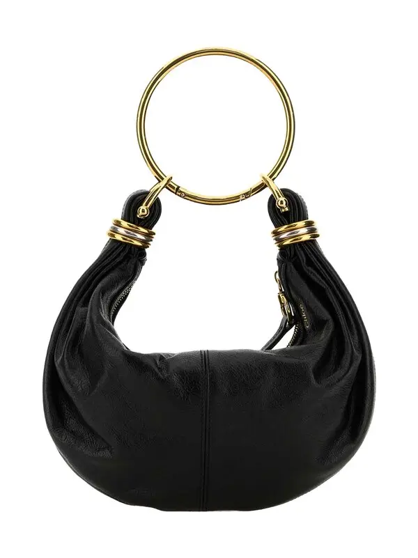 Chloé Small Bracelet Hobo Bag In Grainy Leather - Black