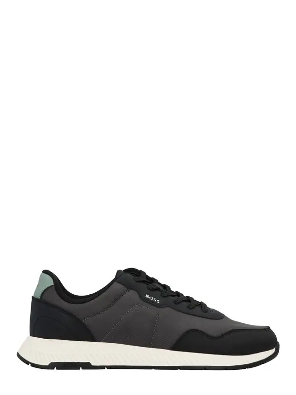 BOSS Low-top Sneakers With Contrast Heel - Black
