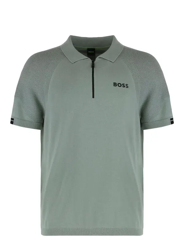 BOSS Dynamic Comfort Polo With Half Zip For - Green