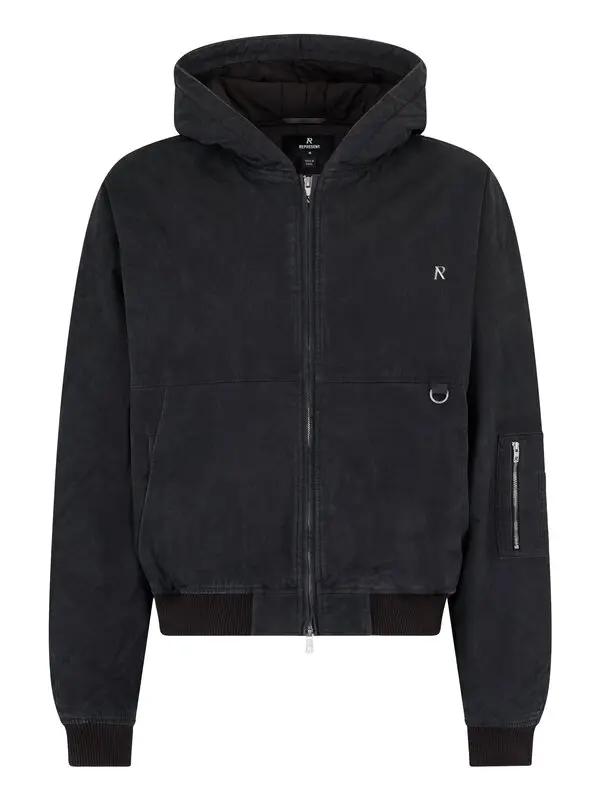 REPRESENT Hooded Bomber Jacket With Metallic Detailing - Grey