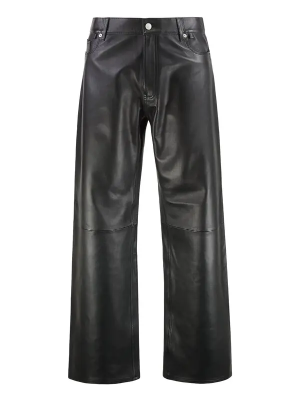 EZR Panelled Faux Leather Trousers - Black