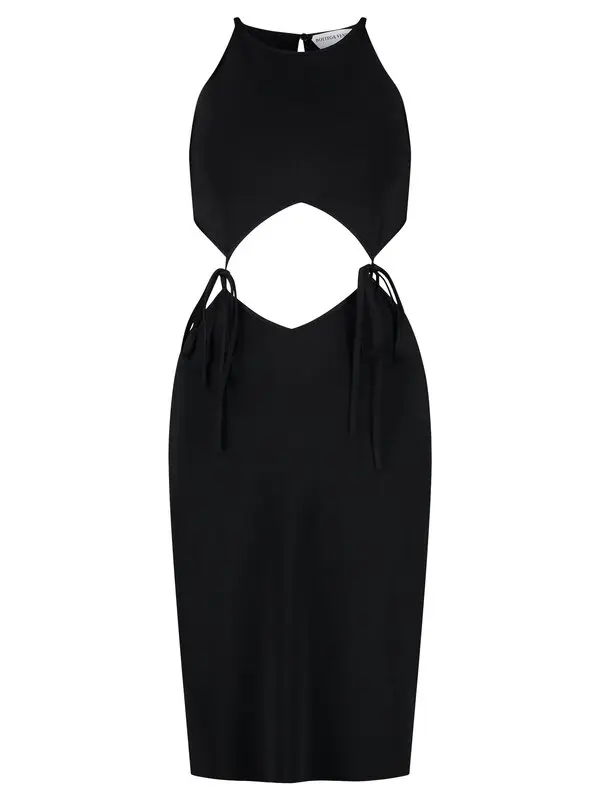 Bottega Veneta Cut-out Mini Dress With Lace Detail - Black