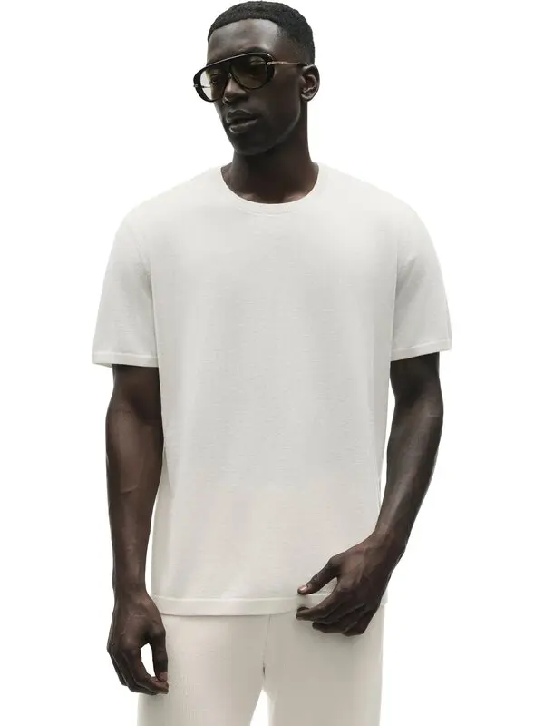 Alo Yoga Cotton Cashmere Ever Soft Short Sleeve Crewneck Top - Ivory