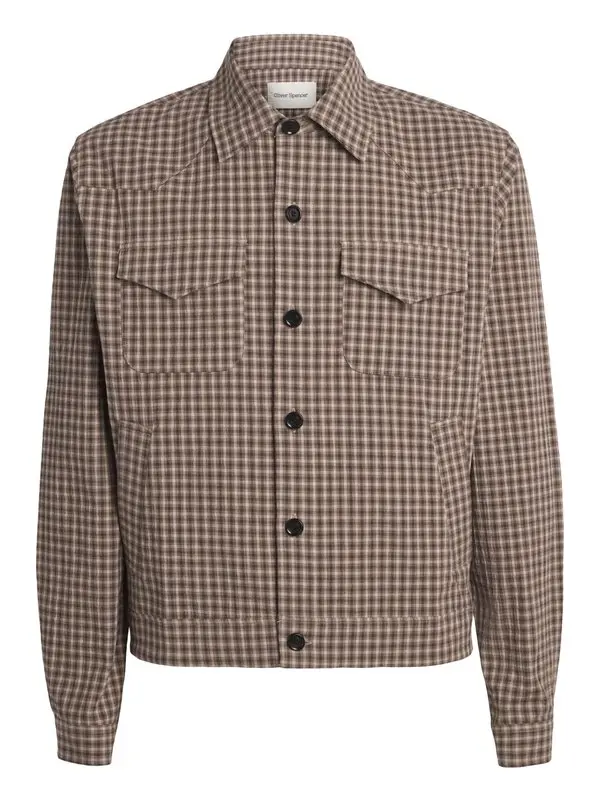 Oliver Peoples Stretch-cotton Check Witley Overshirt - Brown