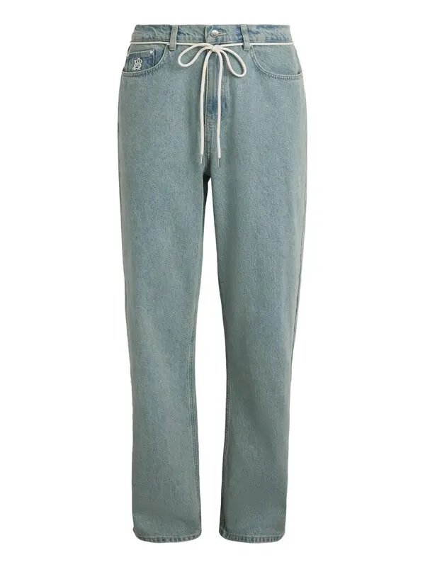 ABOUT:BLANK Shoelace Belt Wide-leg Jeans - Blue