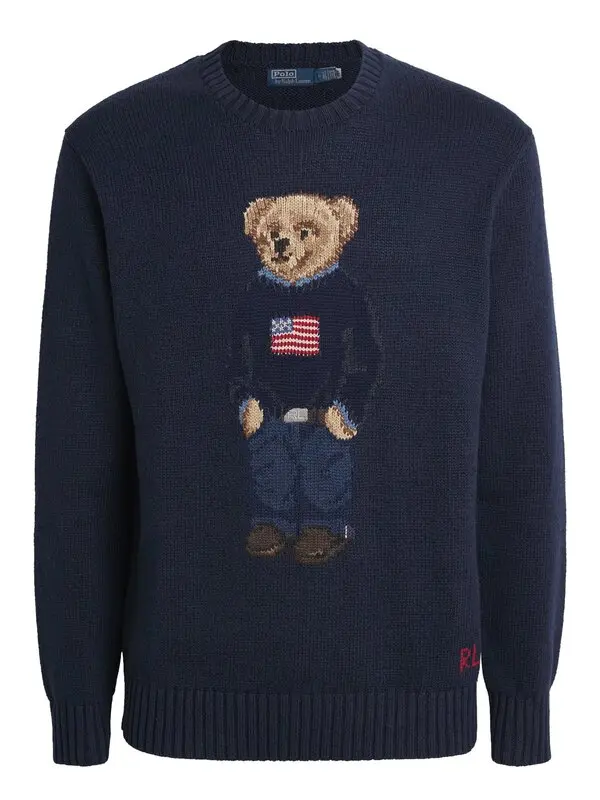 Polo Ralph Lauren Cotton-linen Polo Bear Sweater - Navy