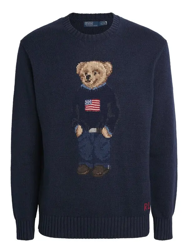 Polo Ralph Lauren Cotton-linen Polo Bear Sweater - Navy