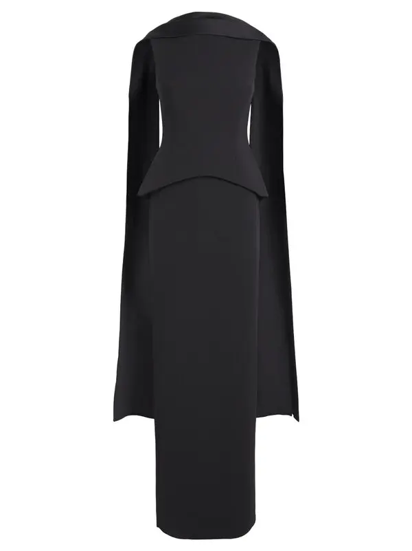 Solace London Annie Maxi Dress With Cape Detail - Black