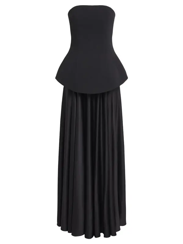 Solace London Peplum Oriana Maxi Dress - Black