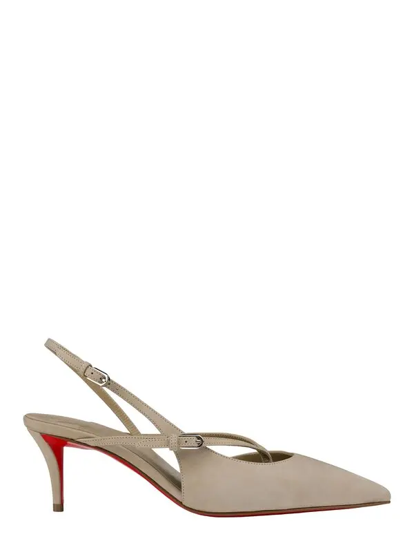 CHRISTIAN LOUBOUTIN Twistissimo Nubuck Leather Slingback Pumps 60 - Beige