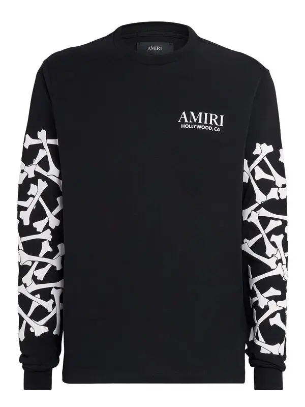Amiri Cotton Stacked Bones Long-sleeve T-shirt - Black