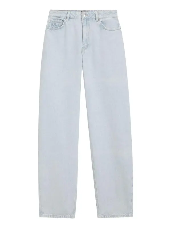Hugo High-rise Barrel-leg Jeans In Soft Cotton - Turquoise