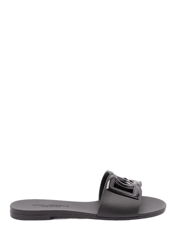 Dolce & Gabbana Rubber Embossed Logo Slide Sandals - Multicolor
