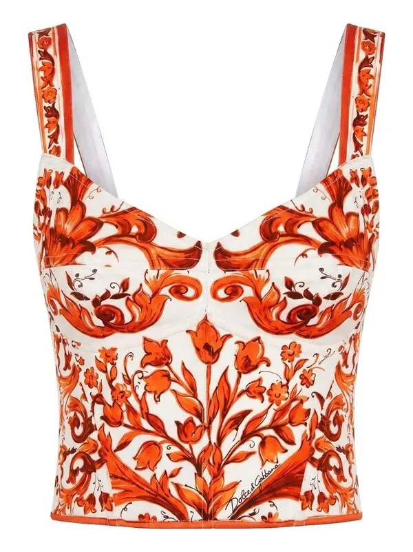 Dolce & Gabbana Maiolica Print Bustier - Multicolor