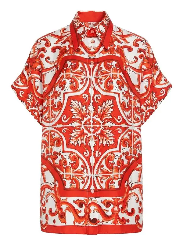 Dolce & Gabbana Maiolica Print Silk Shirt - Multicolor