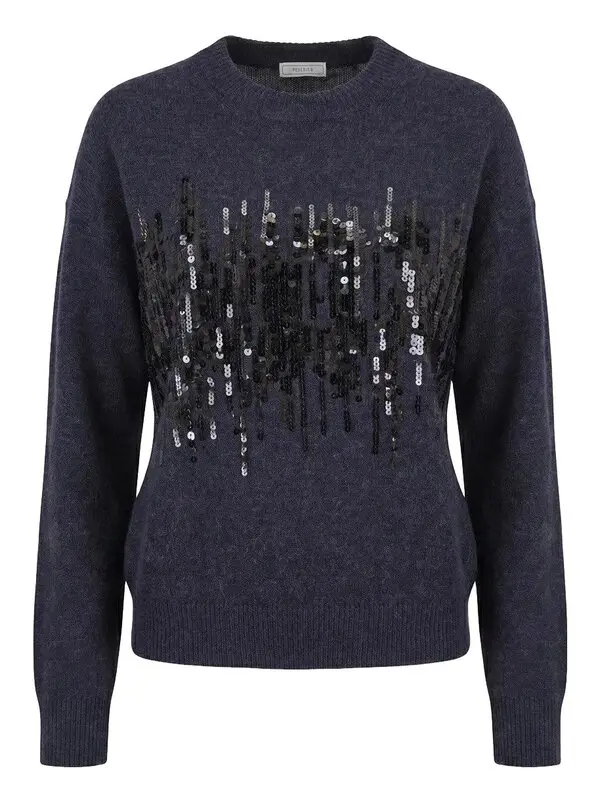 Peserico Round Neck Sweater With Sequin Embellishment - Multicolor