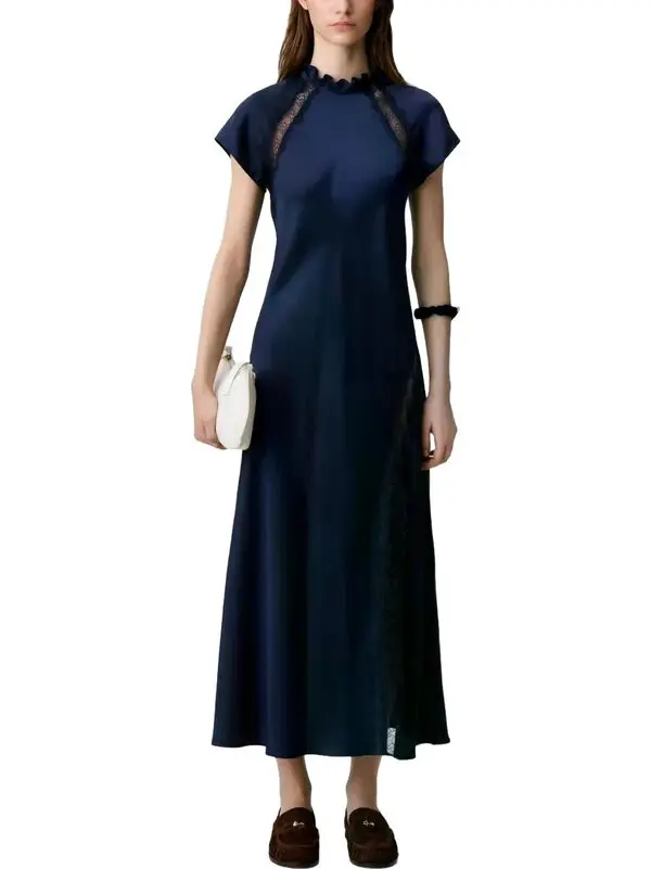 Claudie Pierlot Lace-trim Ruffled Maxi Dress - Blue