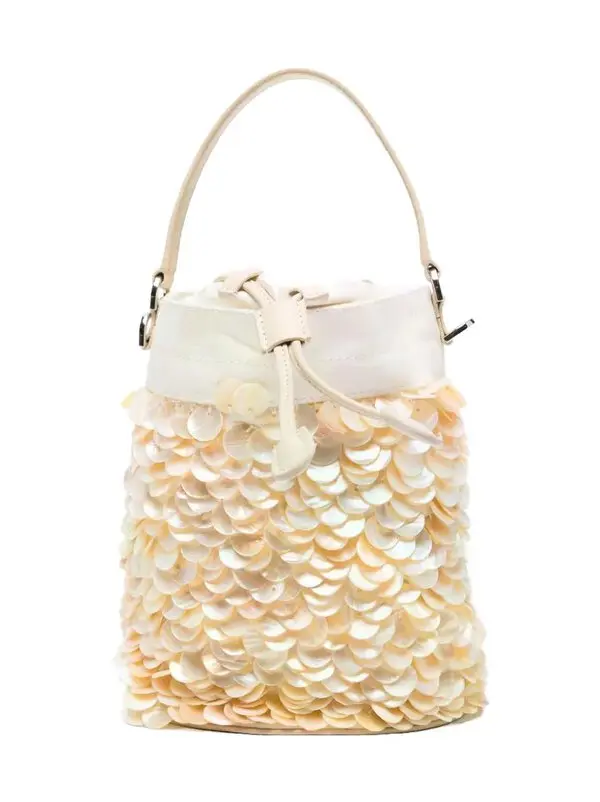 Staud Mini Lila Bucket Bag With Sequin Embellishments - Neutrals