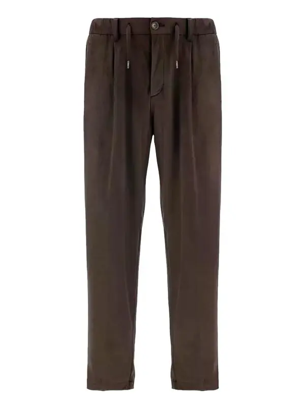 Herno Drawstring Suede-effect Trousers - Brown