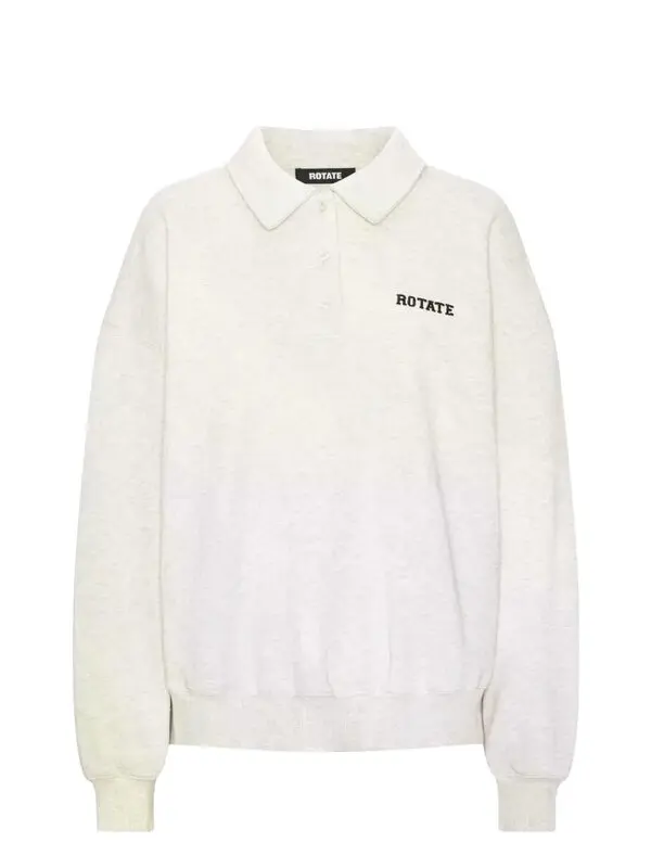 ROTATE BY BIRGER CHRISTENSEN Cotton Polo Sweatshirt - Neutrals