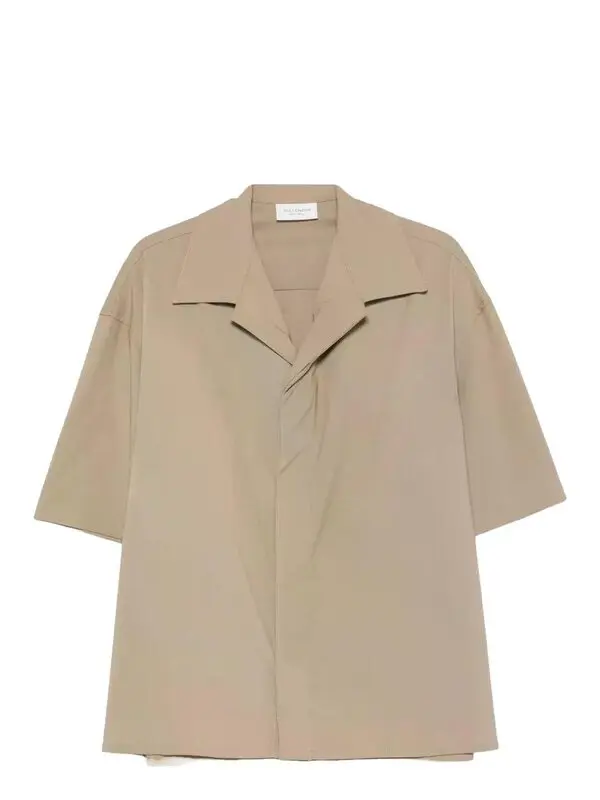 YES LONDON Short-sleeve Notched-collar Shirt - Neutrals