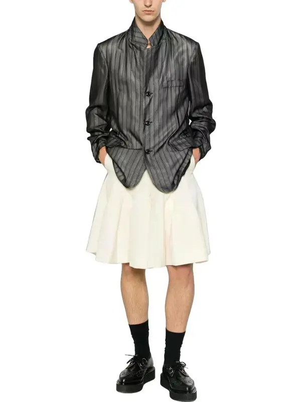 Comme Des Garçons Pleated Flared Midi Skirt - Neutrals