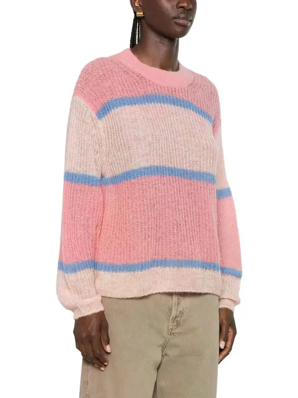 Closed Striped Mohair Blend Sweater - Pink
