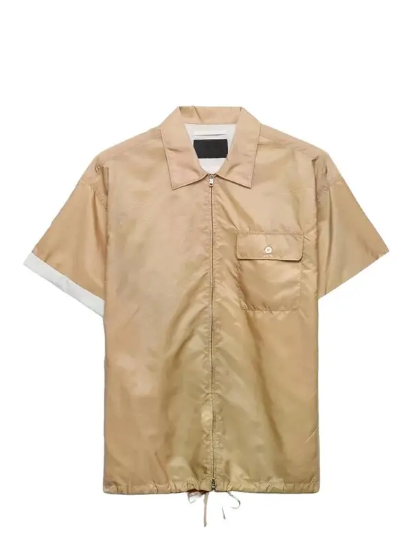 Prada Short-sleeved Re-nylon Zipper Shirt - Brown