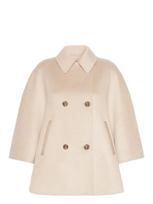Max Mara Double-breasted Zibeline Cashmere Cape - Sand