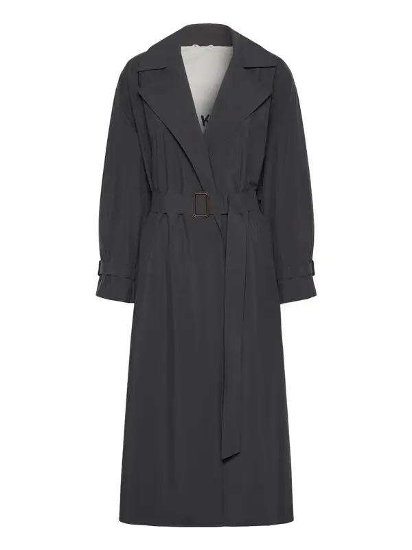 Max Mara Long Water-repellent Technical Canvas Trench Coat - Black