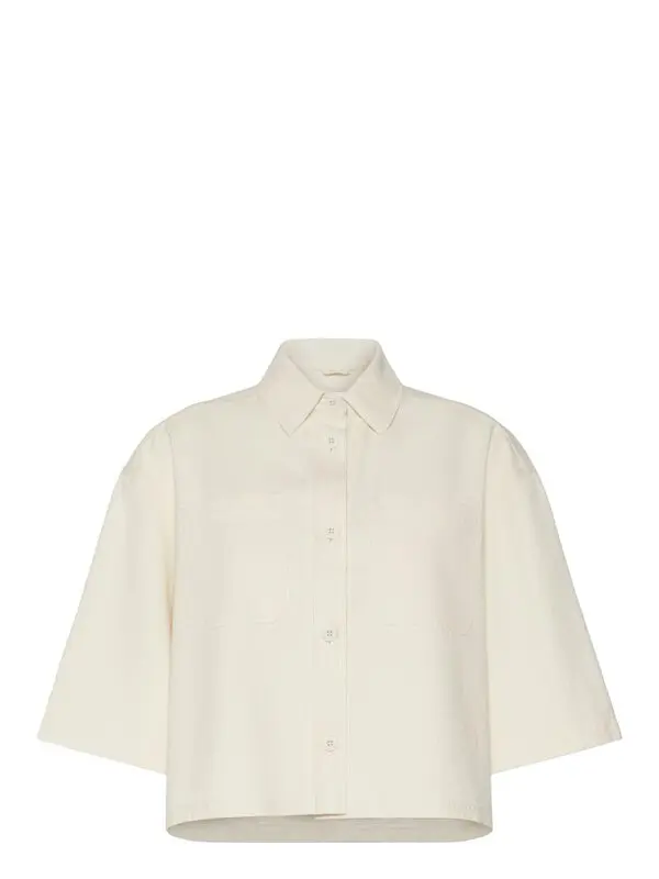 Max Mara Washed Cotton Cropped Jacket - Ecru