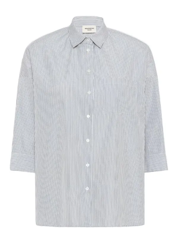 Max Mara Boxy Cotton Poplin Shirt - Navy
