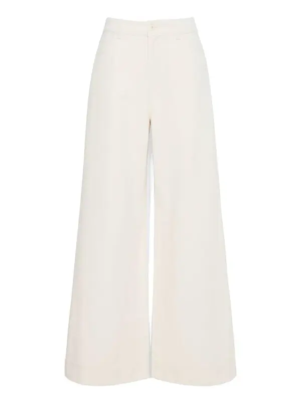 Max Mara Cotton Bull Denim Wide-leg Trousers - Ecru