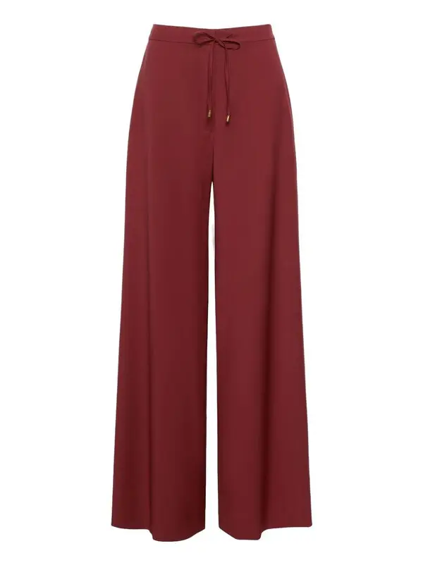 Max Mara Light Woolen Cloth Wide Leg Trousers - Ruby