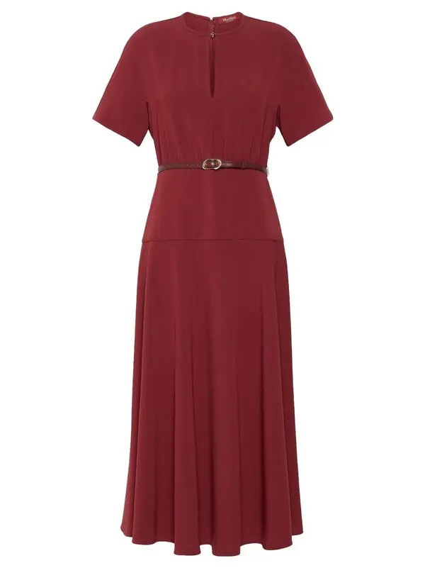Max Mara Long Cady Dress With Jewel Button Detail - Ruby