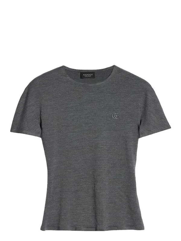 Gucci Silk Jersey T-shirt With Double G Embroidery - Grey