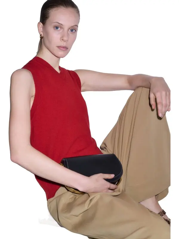 ME+EM Relaxed Knit V-neck Tank - Ruby Red Melange