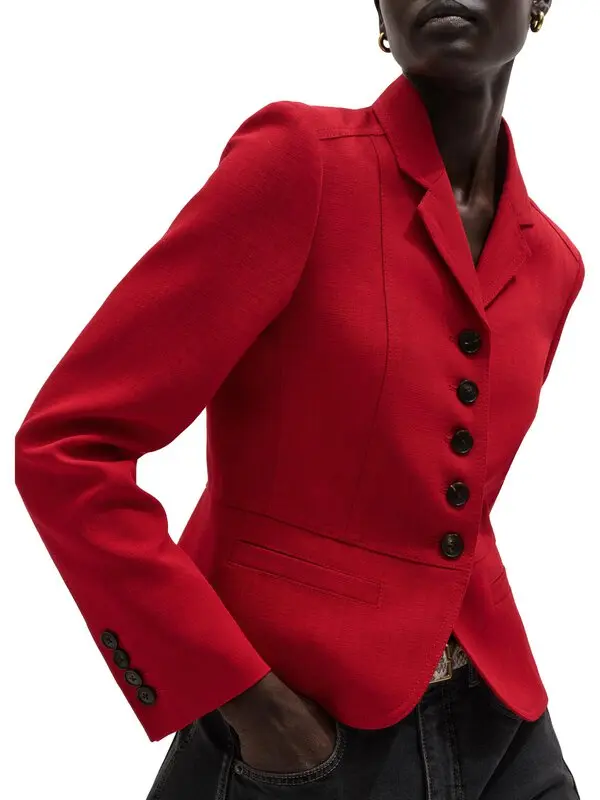 ME+EM Fitted Paneled Jacket - Ruby Red