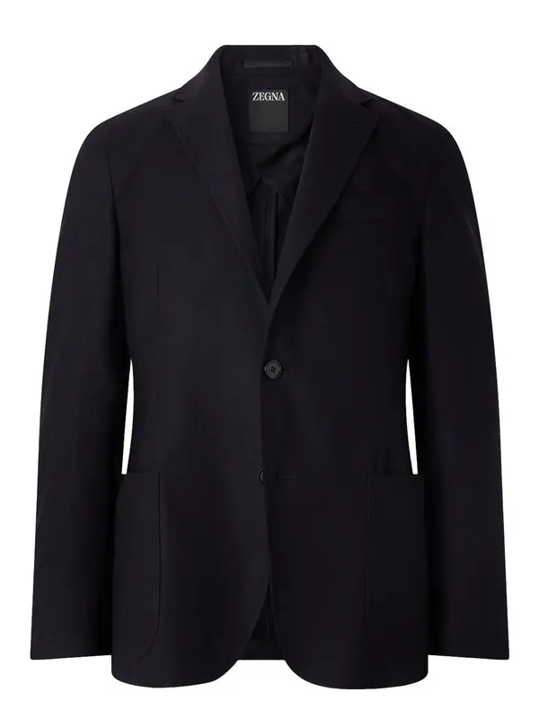 Zegna Wool And Cashmere-blend Twill Blazer - Black
