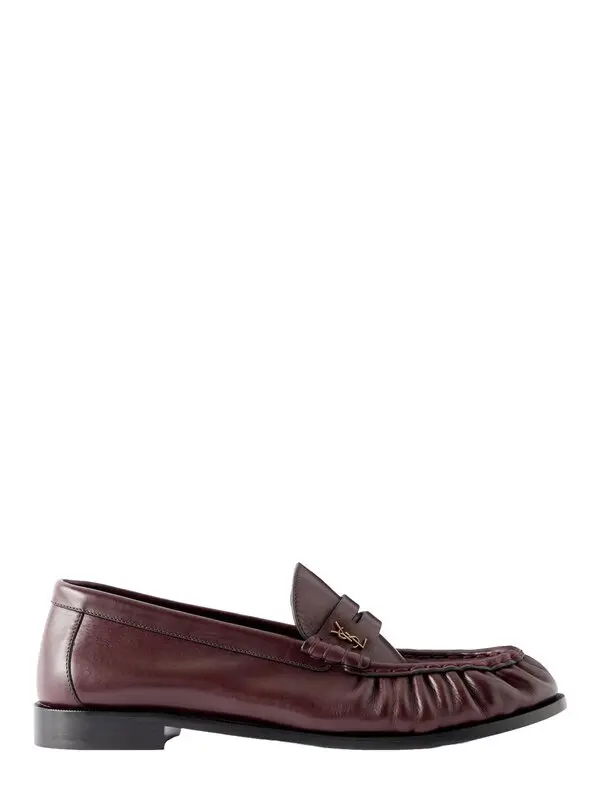 Saint Laurent Logo-embellished Leather Penny Loafers - Red
