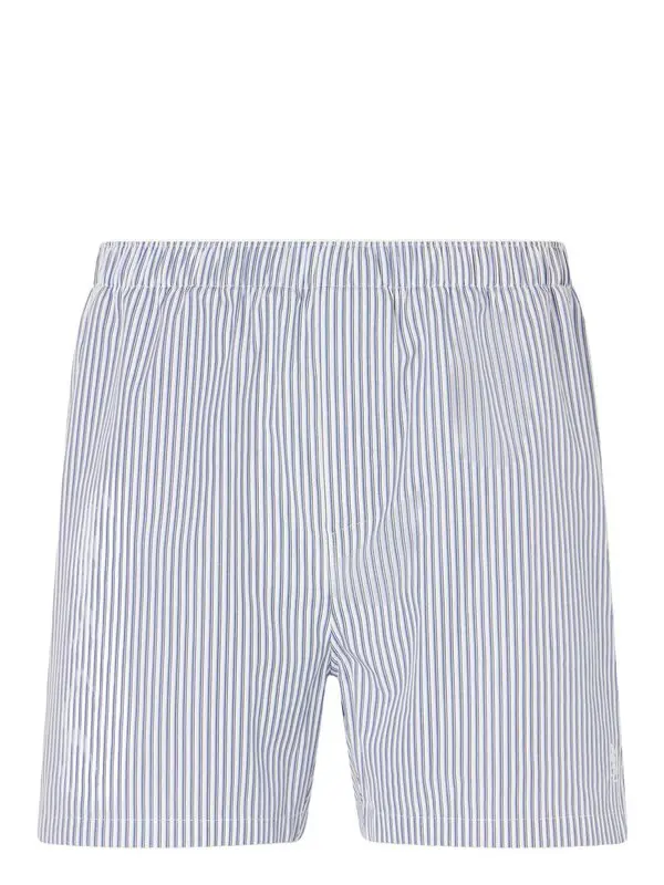 Saint Laurent Wide-leg Striped Cotton-poplin Shorts - Blue