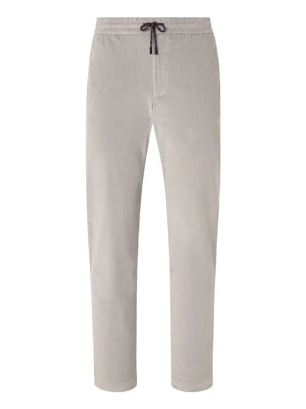 Sease Slim-fit Cotton-blend Corduroy Drawstring Trousers - Gray