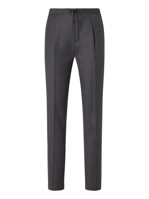 SLOWEAR Tapered Pleated Virgin Wool Trousers - Gray