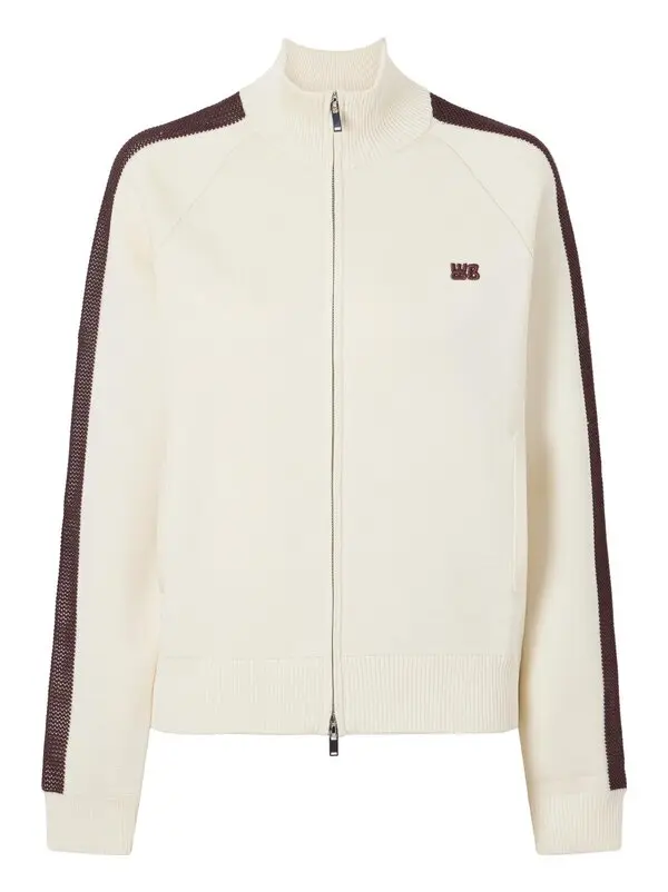 WALES BONNER Tide Logo Embroidered Knitted Track Jacket - Neutrals