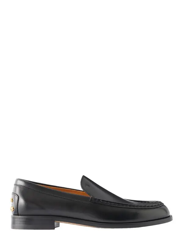 TOD'S Logo-debossed Studded Leather Loafers - Black