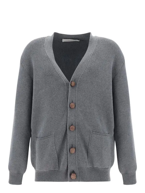 GOLDEN GOOSE V-neck Cardigan With Monogram Detail - Grey
