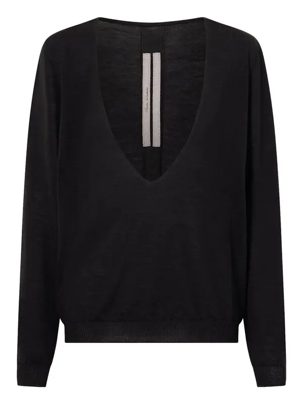 Rick Owens Wool V-neck Sweater - Black