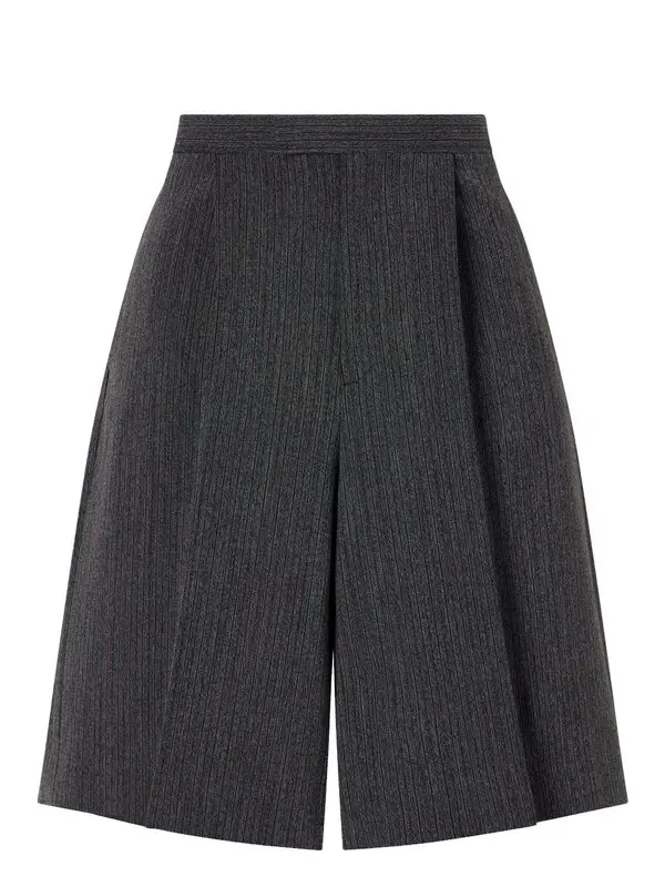 MAISON MARGIELA Striped Pleated Mélange-twill Shorts - Gray