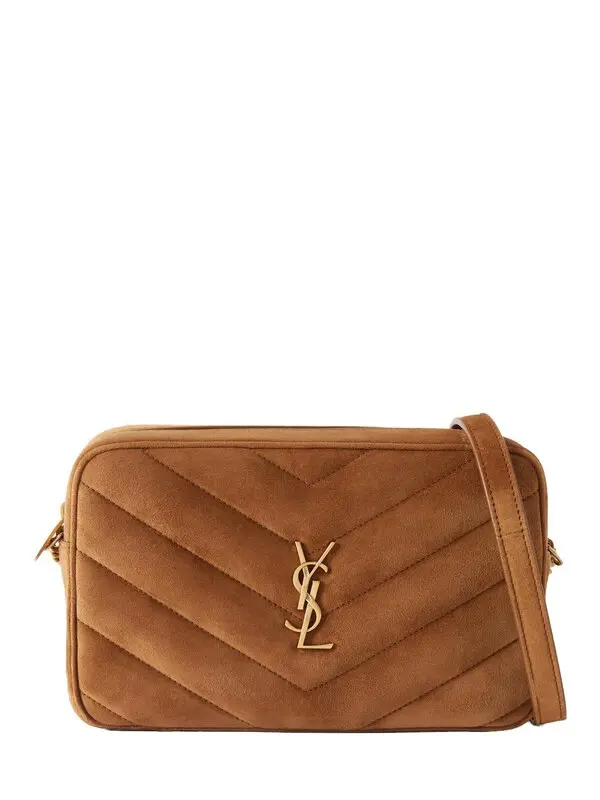 Saint Laurent Loulou Quilted Suede Shoulder Bag - Brown